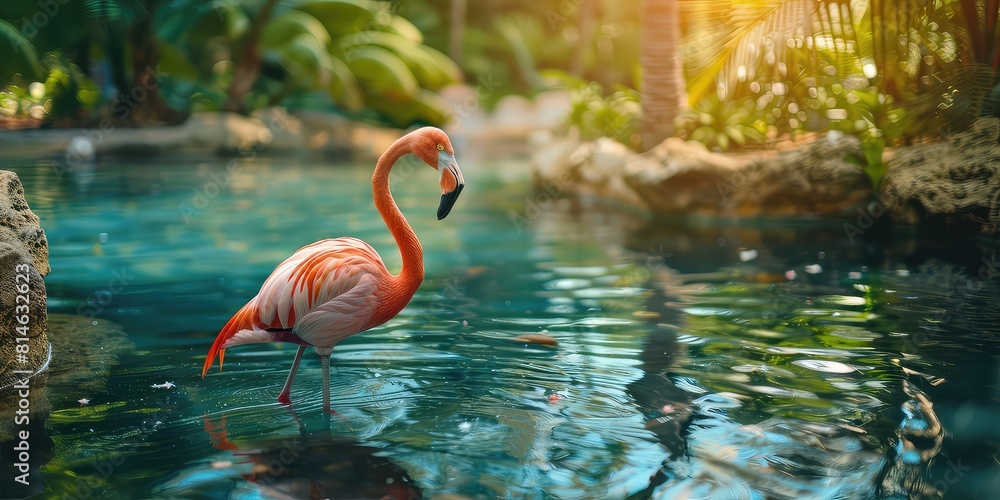 An engaging photo showcasing a flamingo in its habitat, with the ...