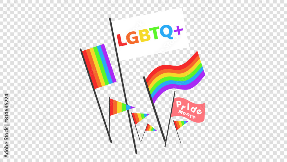 Pride month stickers, LGBT flat style symbols with pride flags, gender ...