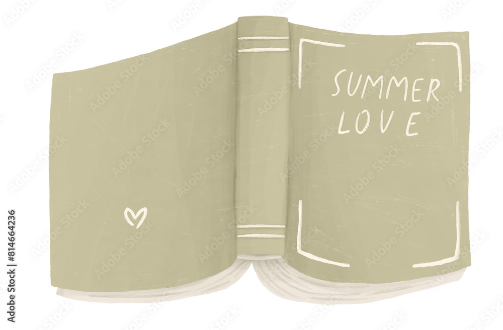 Green open book hand drawn illustration on transparent background ...