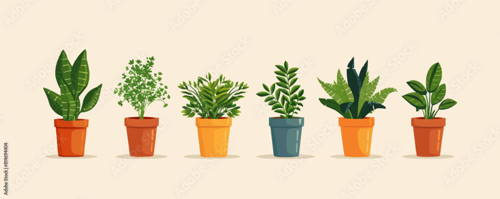 Potted plants vector collection on white background.. vector simple ...