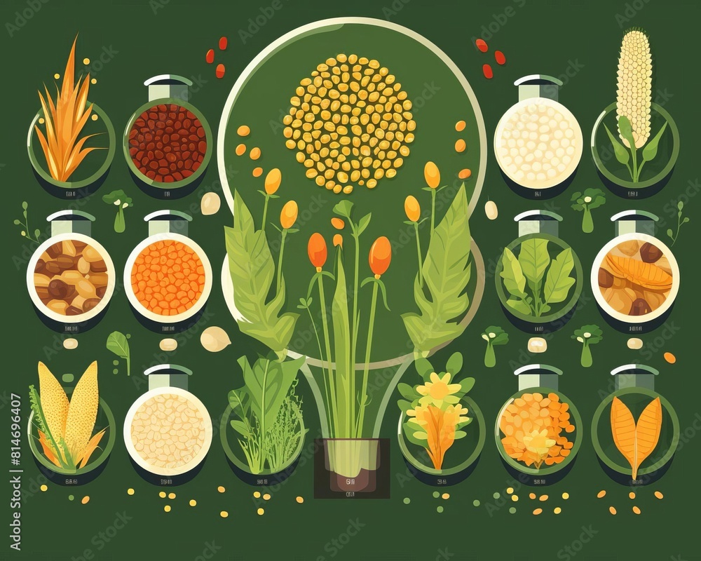 Botany seed bank flat design top view genetic preservation theme ...