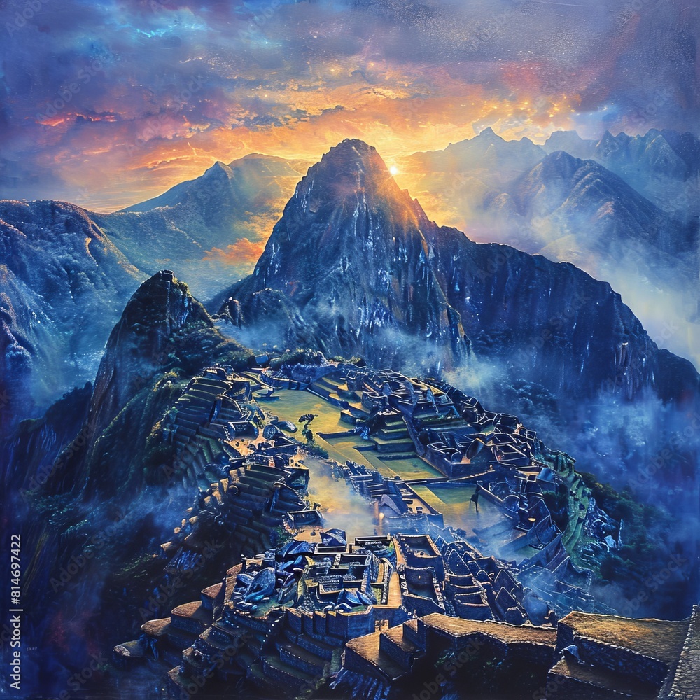 Machu Picchu, an ancient city in the Andes Mountains of Peru, was built ...