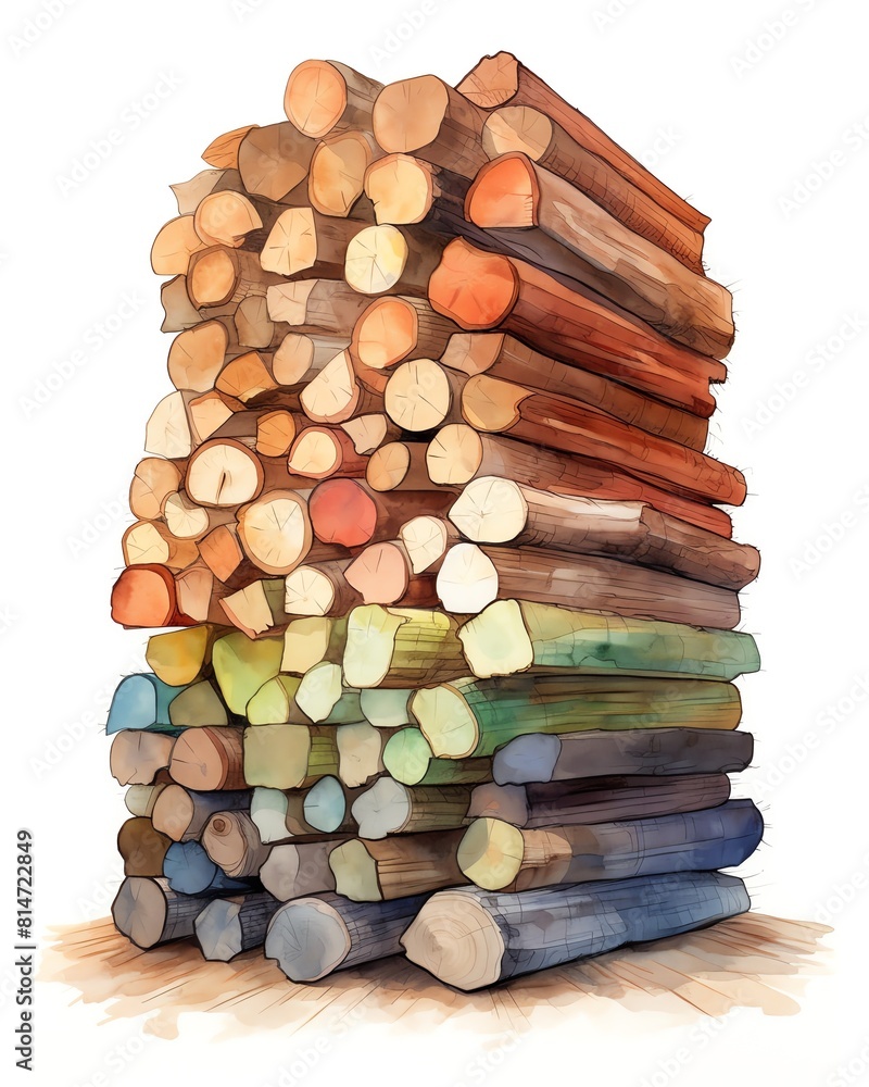 Timber stack layout flat design front view construction theme water ...