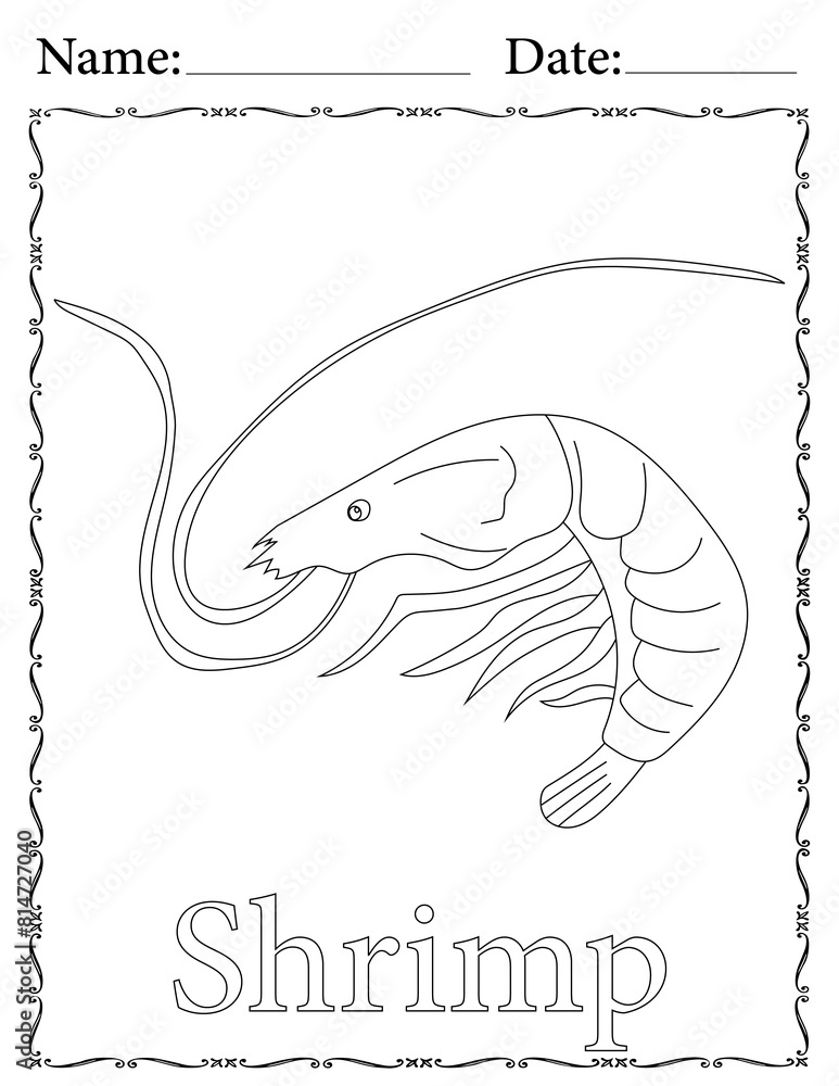 Shrimp Coloring Page. Printable Coloring Worksheet for Kids ...