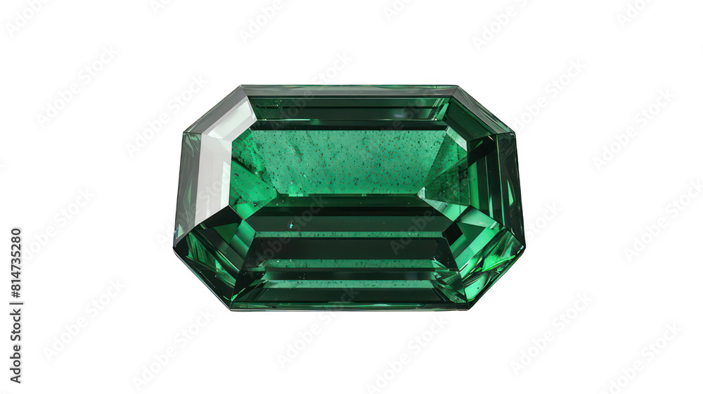 A stunning emerald-cut green gemstone, showcasing its deep green color ...