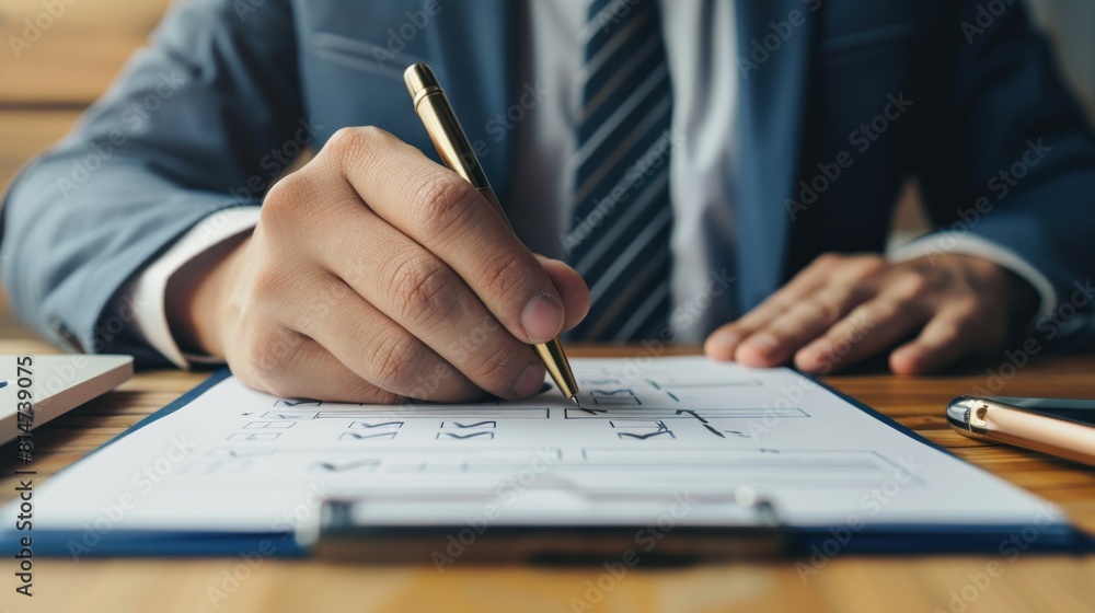 man Checklist concept, Businessman sign check box, survey form, check ...