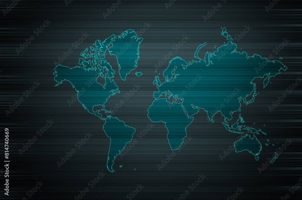 Digital geography world map illustration image Stock Photo | Adobe Stock