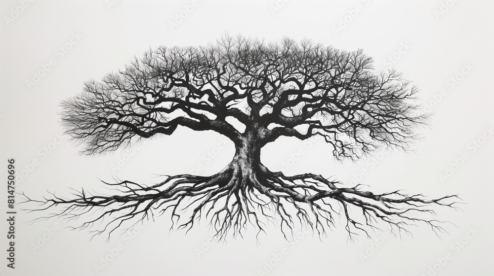 Drawing of one tree roots organized inspired by Hiromi Miura work , on ...