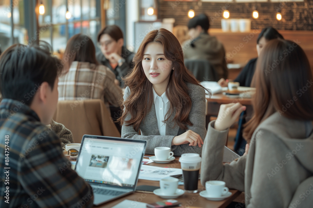 young Korean Youtuber Female dressed in business casual attire ...