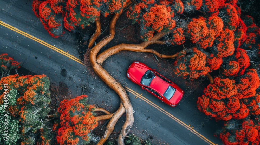 Design an overhead depiction of a collision involving a car and a ...