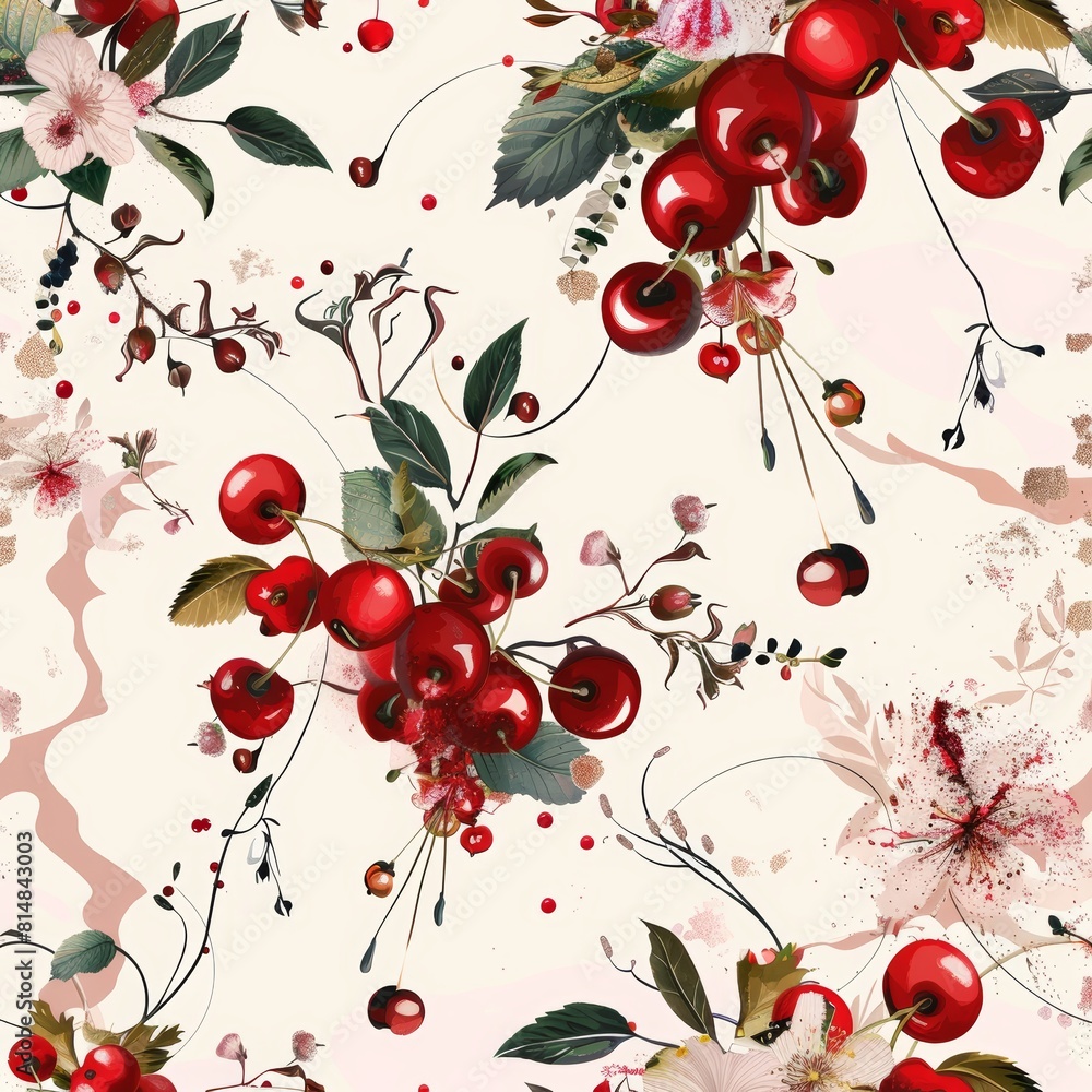 Artistic seamless pattern with hand-drawn cells and biotic forms ...