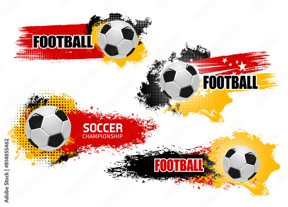 Germany 2024 euro soccer cup halftone grunge banners. Vector soccer ...