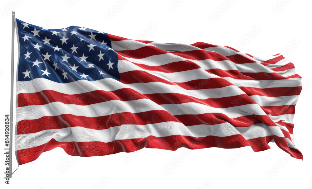 Waving American flag symbolizing freedom and patriotism isolated on ...