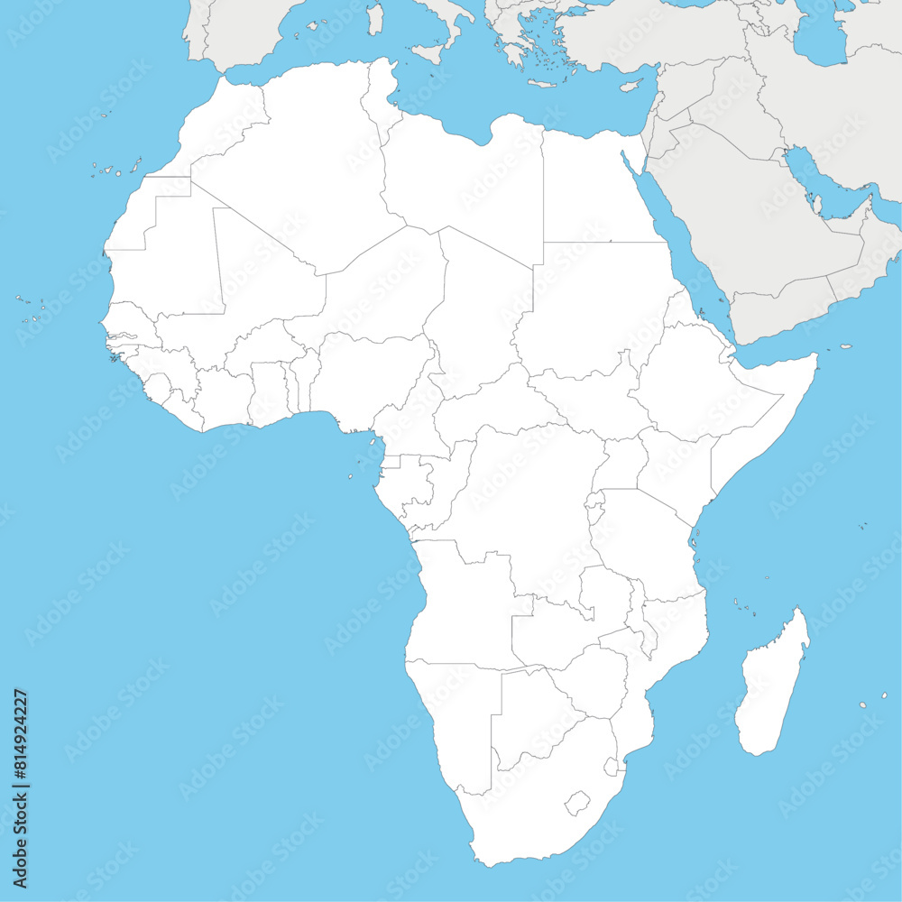Blank Political Africa Map vector illustration with countries in white ...