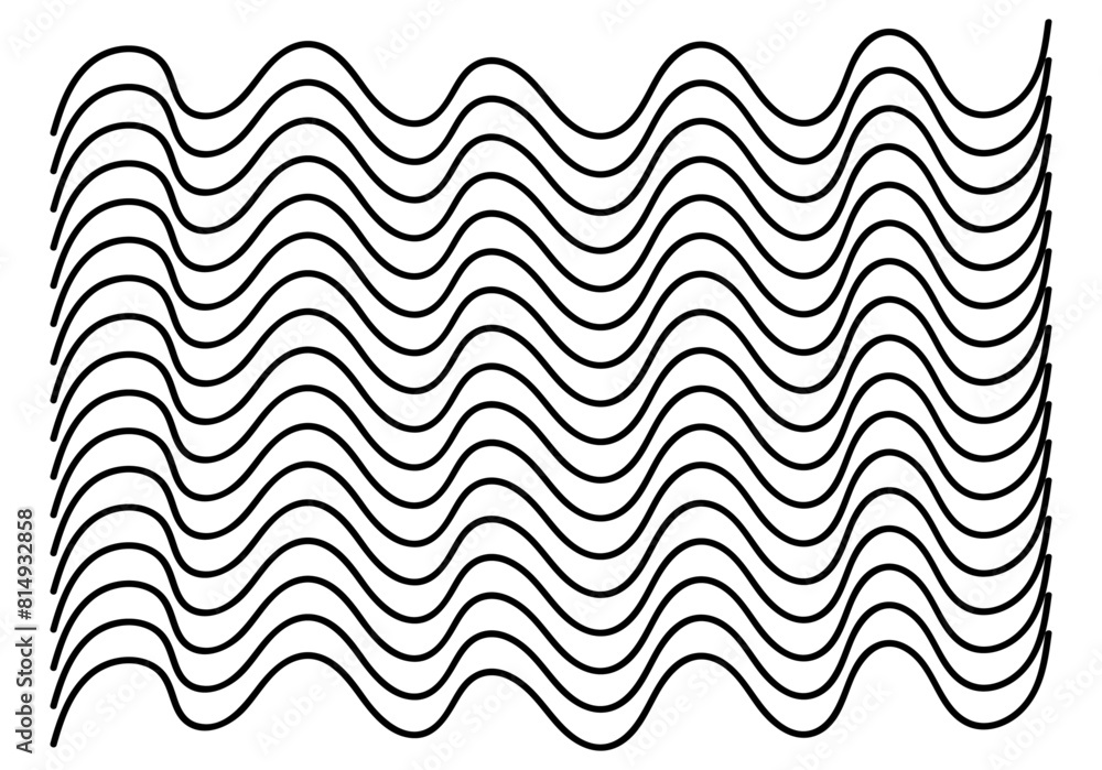 Vector de Stock Fondo blanco con patrón en líneas negras curvas en olas ...