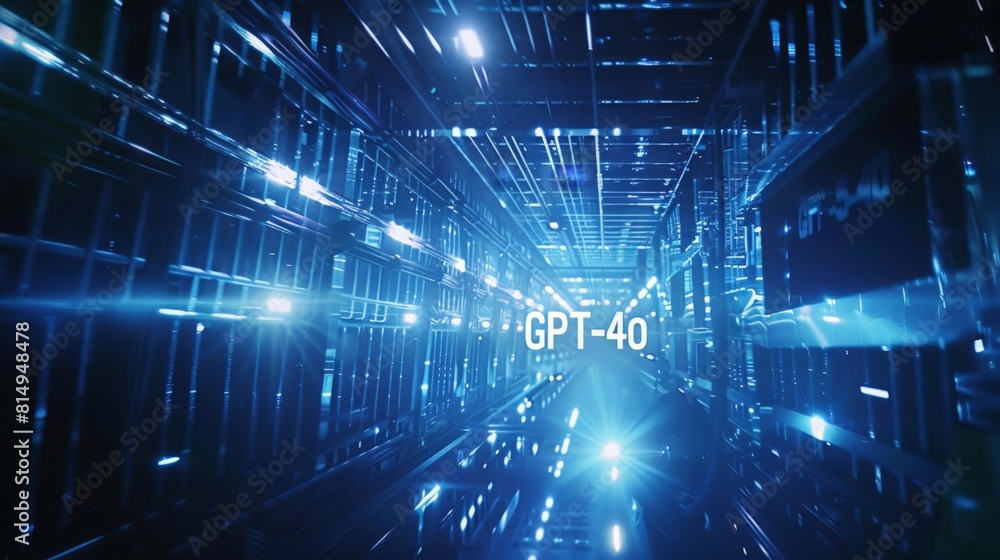 Futuristic GPT-4o Neural Network Concept in Cyberspace Tunnel ...