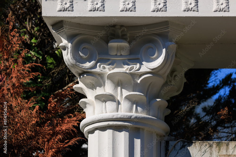 Elements of architectural decorations of buildings, columns and ...