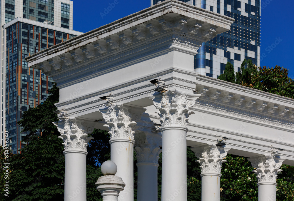 Elements of architectural decorations of buildings, columns and ...