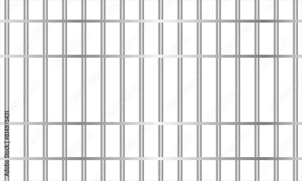 Set of realistic prison metal bars isolated on white background. Iron ...