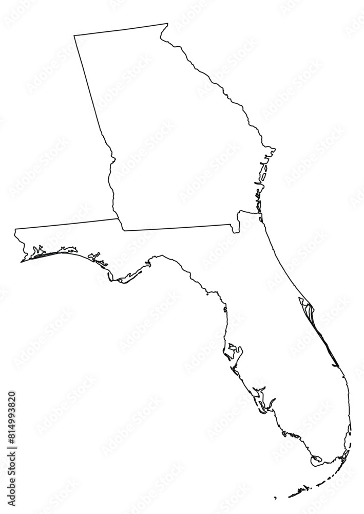 Map of the US states with districts. Map of the U.S. state of Florida ...