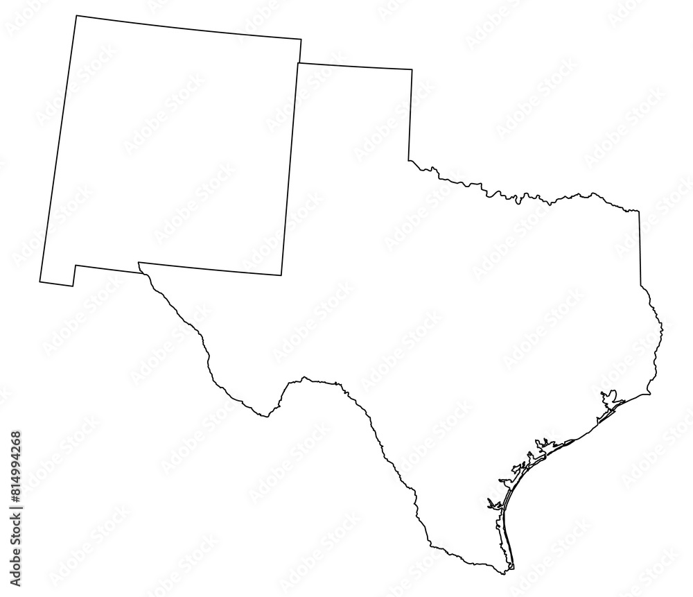 Map of the US states with districts. Map of the U.S. state of Texas,New ...