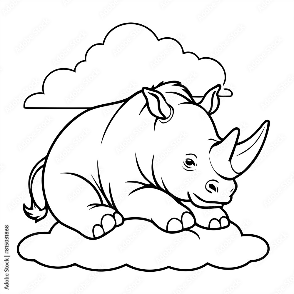 Vector illustration of cute Rhino coloring page for kids Stock Vector ...