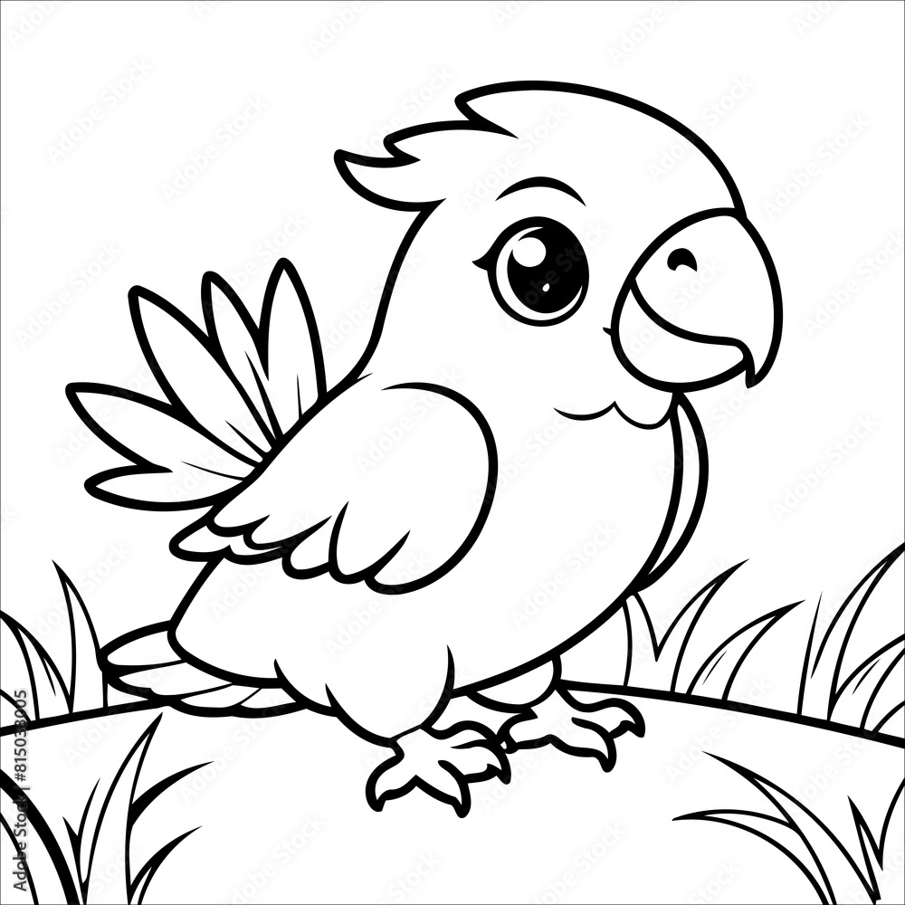 Vector illustration of cute Parrot coloring page for kids Stock Vector ...