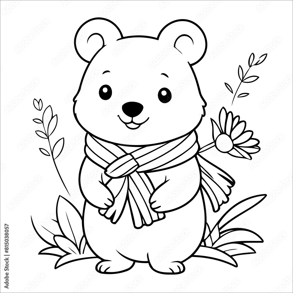 Vector illustration of cute Quokka coloring page for kids Stock Vector ...