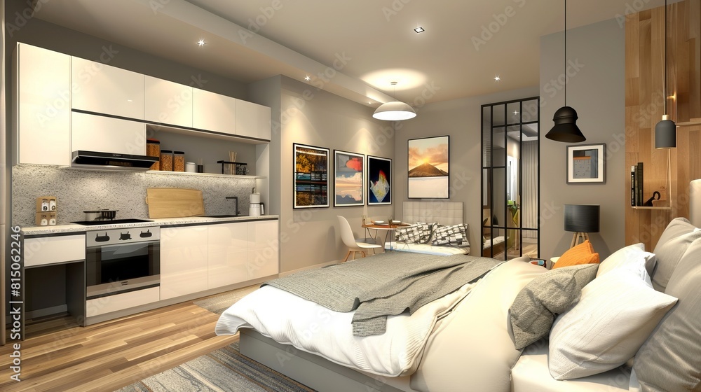 these elements into the interior design of a luxury studio apartment ...
