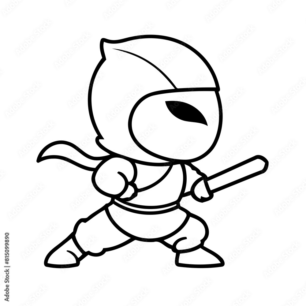 Cute vector illustration Ninja drawing for toddlers colouring page ...