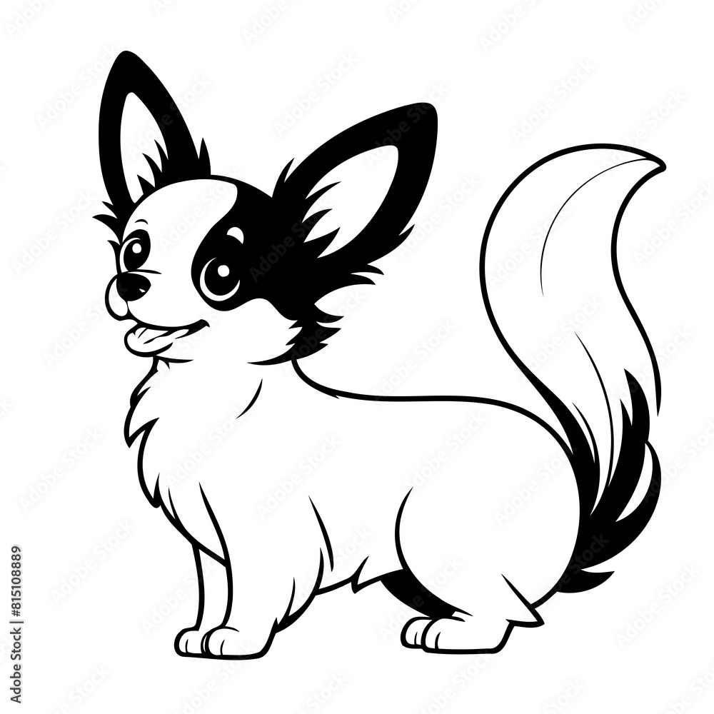 Simple vector illustration of Papillon drawing for kids colouring ...