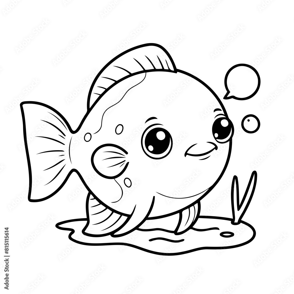 Simple vector illustration of Blobfish hand drawn for kids coloring ...