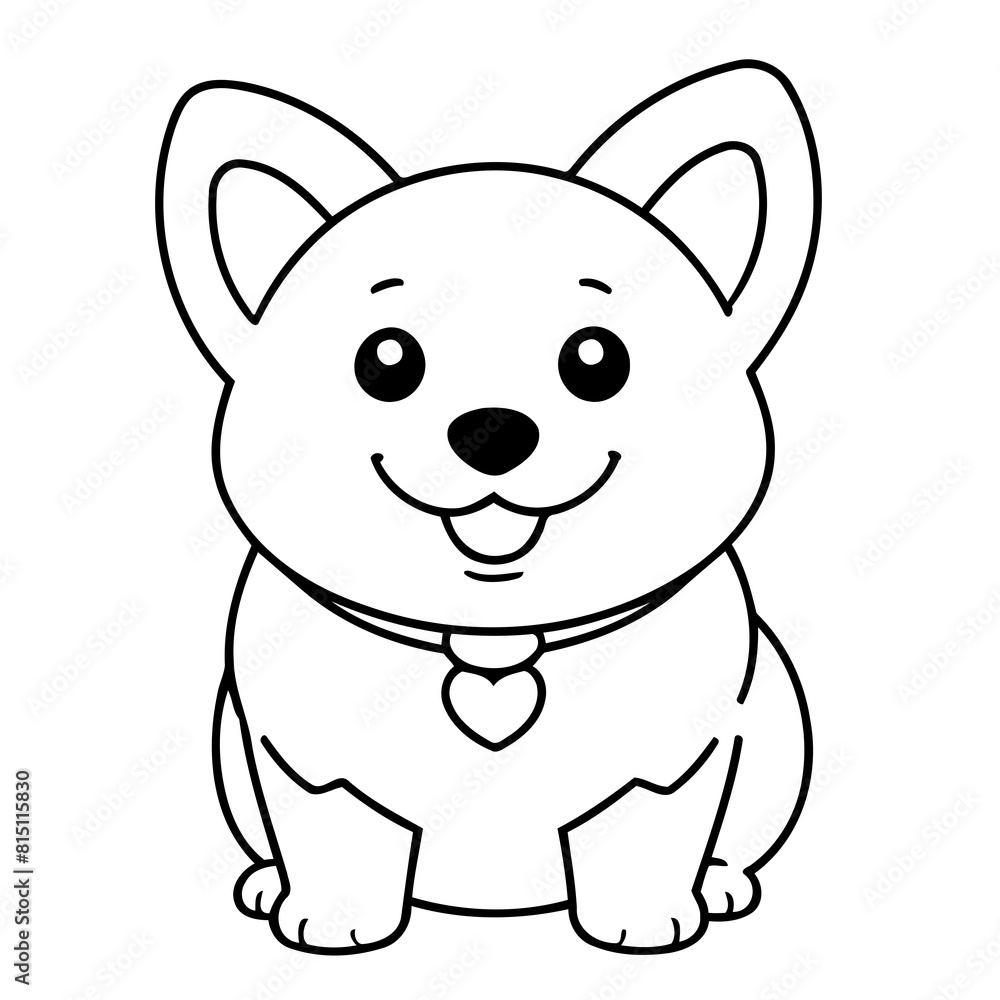 Vector illustration of a cute WelshCorgi drawing for colouring page ...