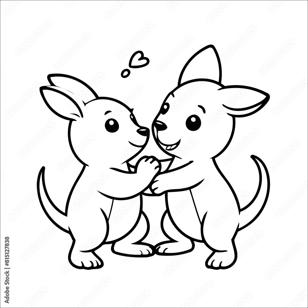 Kangaroo Boxing Playfully Vector Coloring page for Kids Stock Vector ...