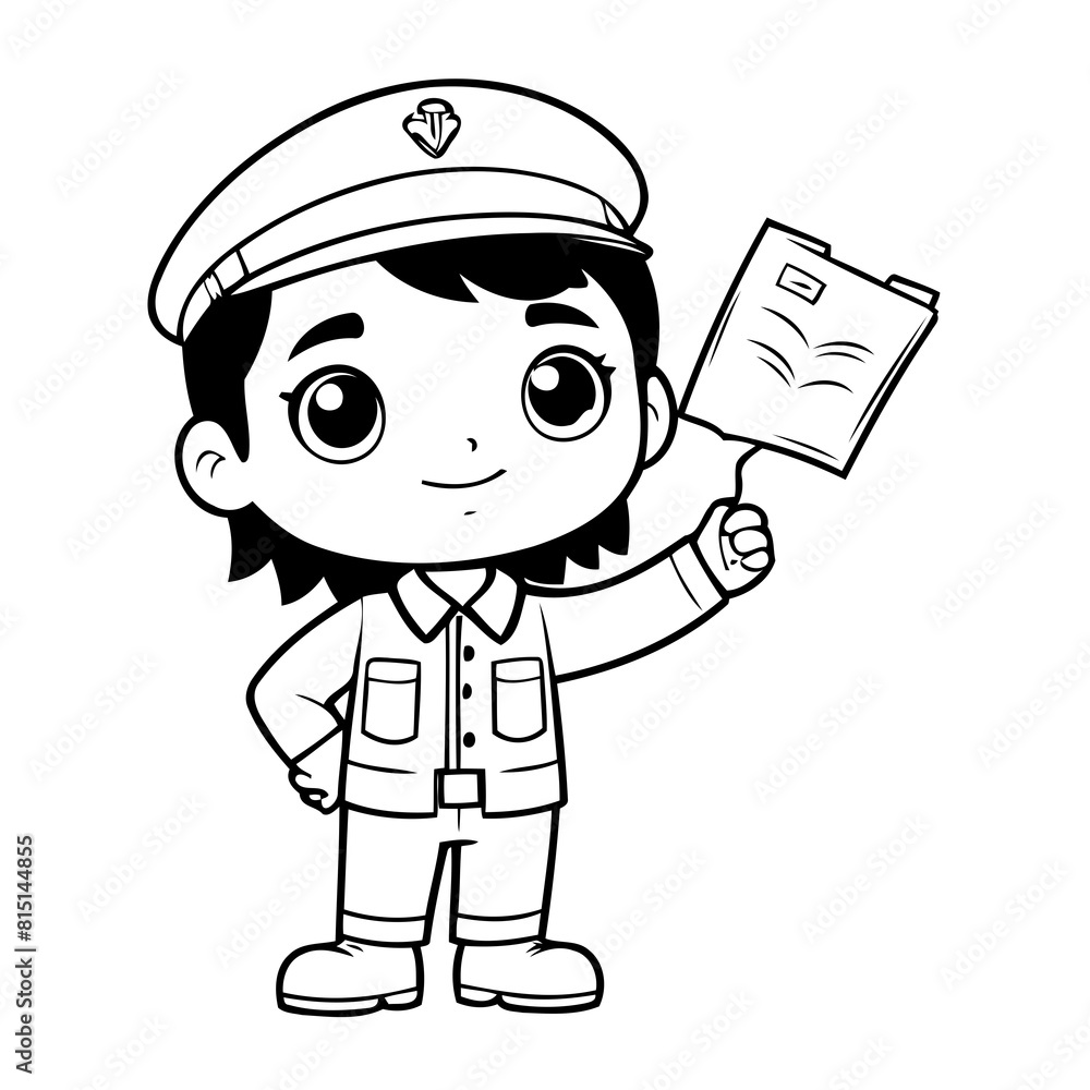 Cute vector illustration Postman drawing for kids colouring activity ...