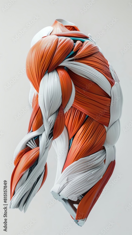 Shoulder Muscles, Movement and Flexibility, 3D Model Style with white ...