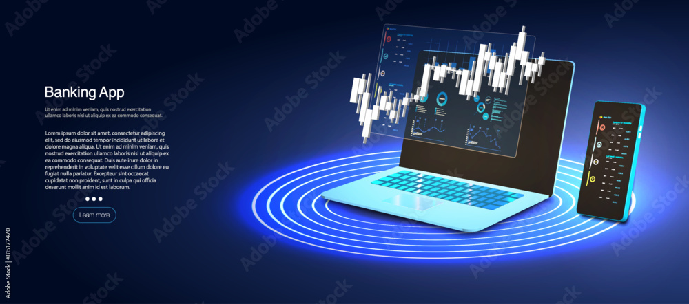 Advanced Digital Finance Interface on Devices, High-Tech Online Banking ...