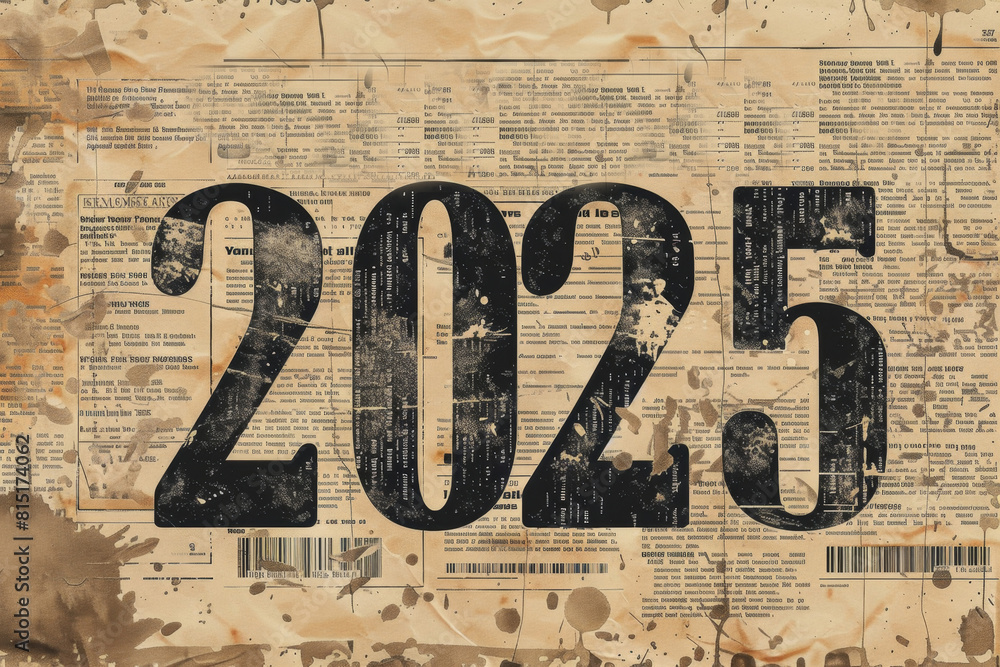 2025 old newspaper background, news paper 2025 vintage greeting card ...