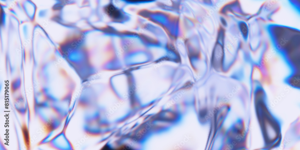 Liquid glass with refraction and dispersion effect. Prism colors leak ...