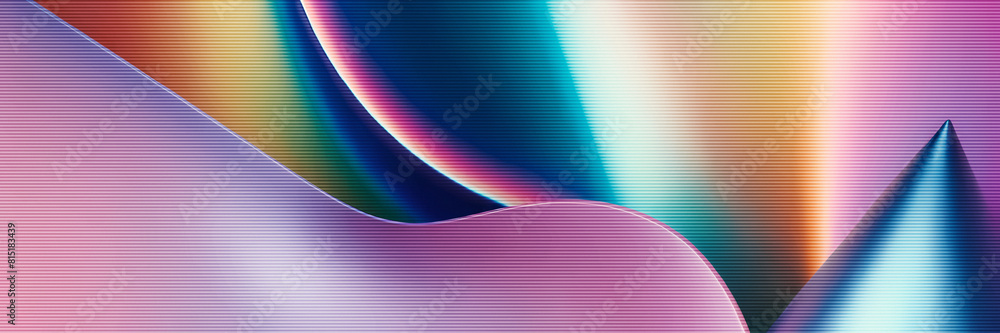 Wavy holographic iridescent texture, synthwave, retrowave, vaporwave ...