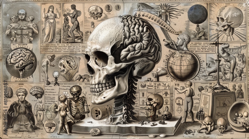 This elaborate composition features a curated collection of vintage ...