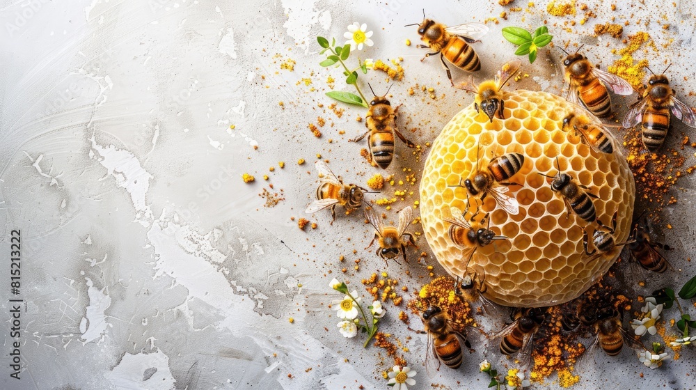 World Bee Day. An image of a round piece of honeycomb symbolizing ...
