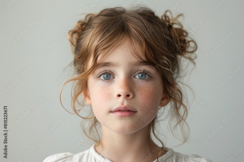 innocent child portrait, an unedited portrait of a young girl in front ...