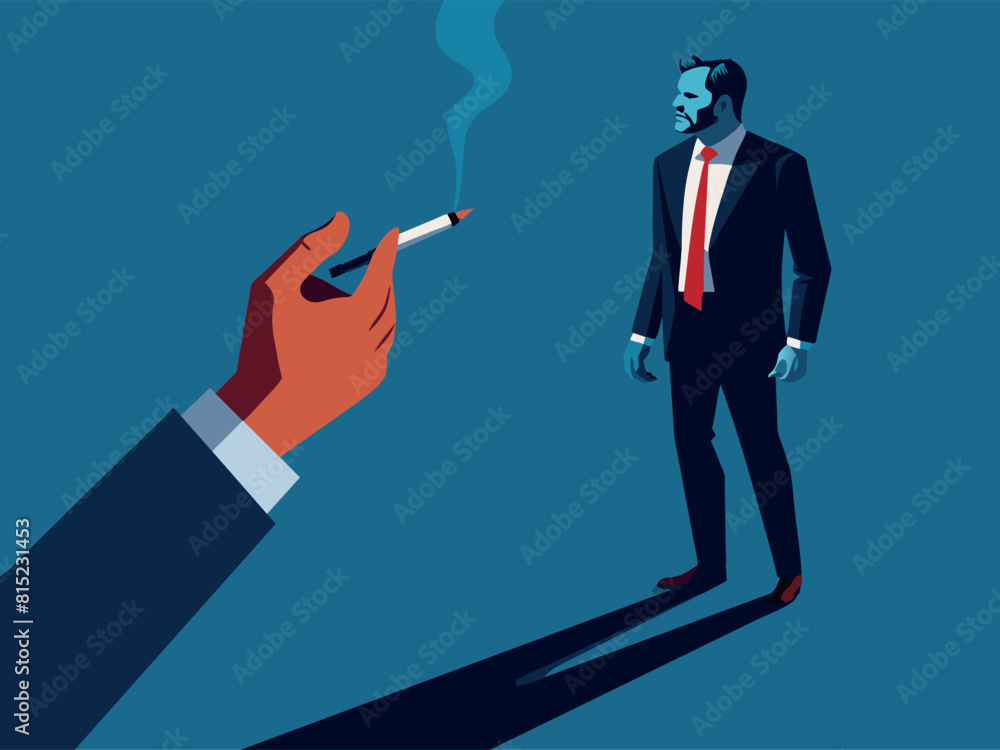 Hand offers cigarettes to businessman refuses vector illustration ...