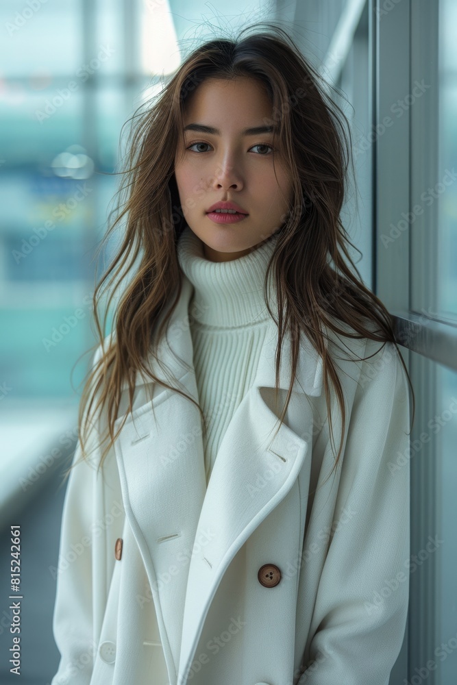 modern asian fashion, an asian woman exudes confidence in a chic city ...