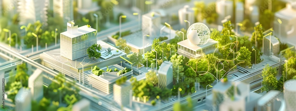 Sustainable Eco friendly Intelligent City of the Future 3D Rendered ...