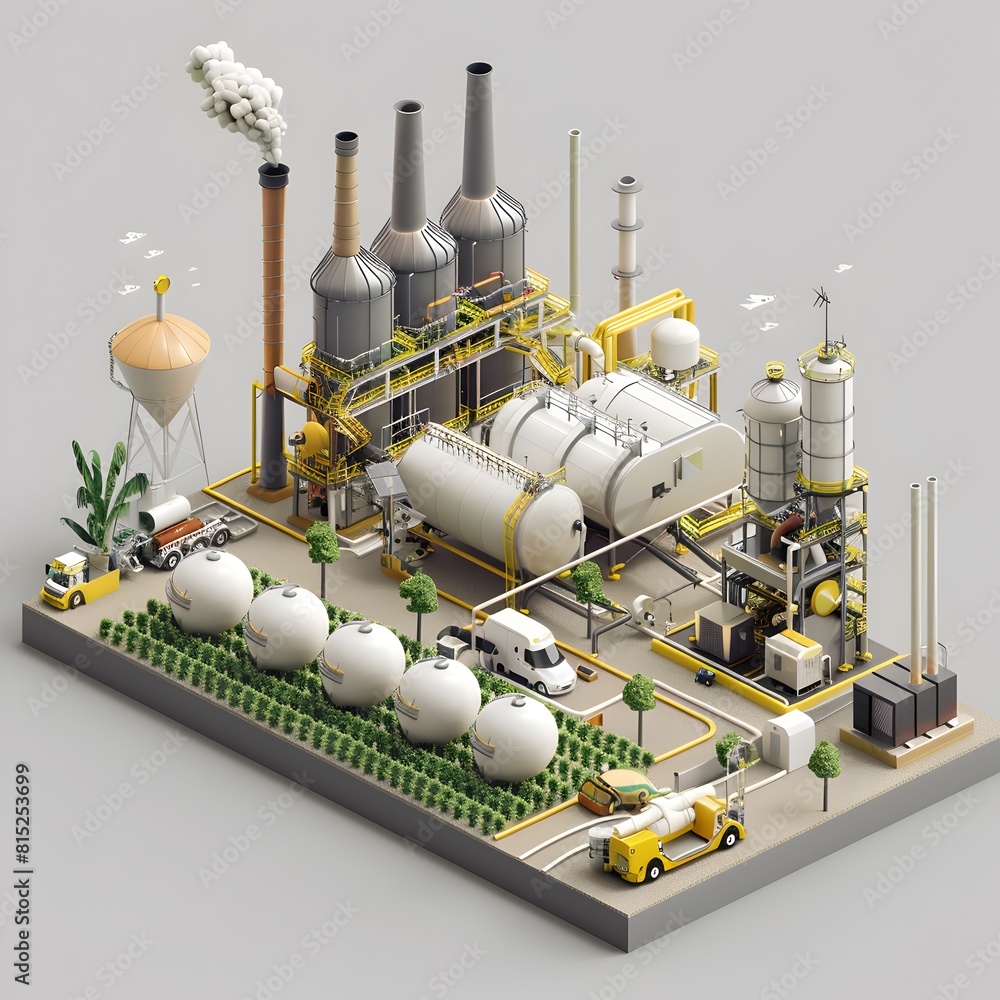 Detailed 3D Infographic Showcasing the Biomass to Biofuel Conversion ...