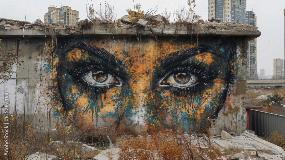 urban street art, graffiti artists use concrete walls as their canvas ...