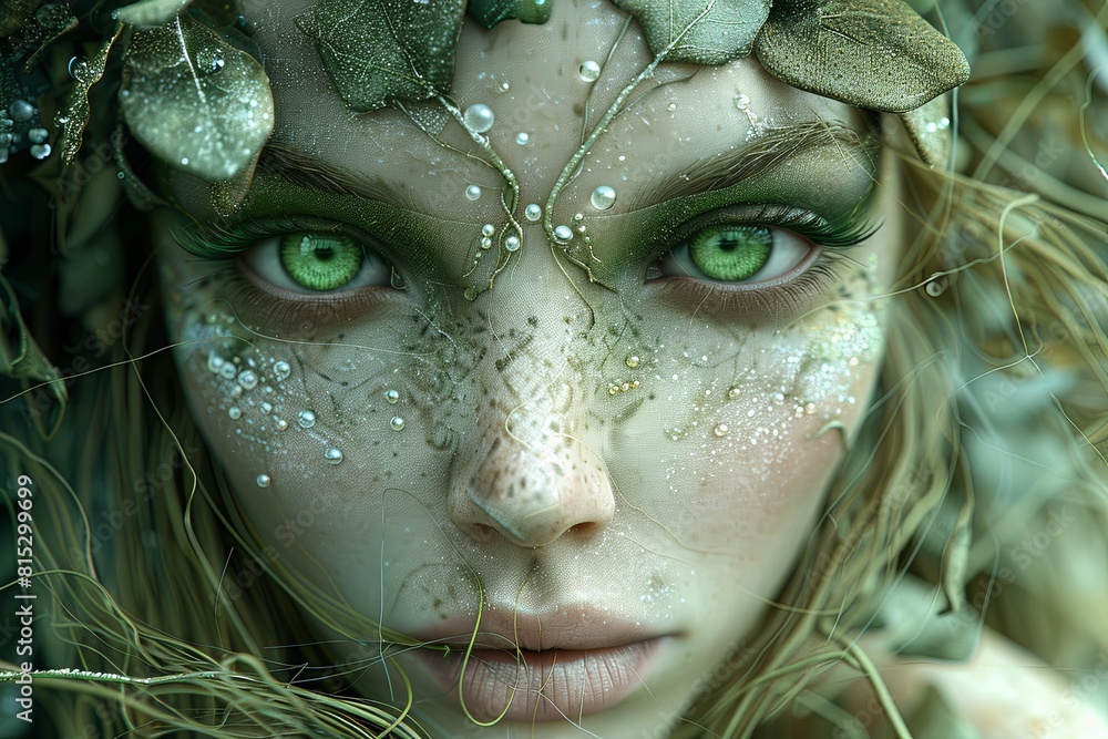 Green-Eyed Virtual Singer in a Stunning Digital Art with Green Screen ...