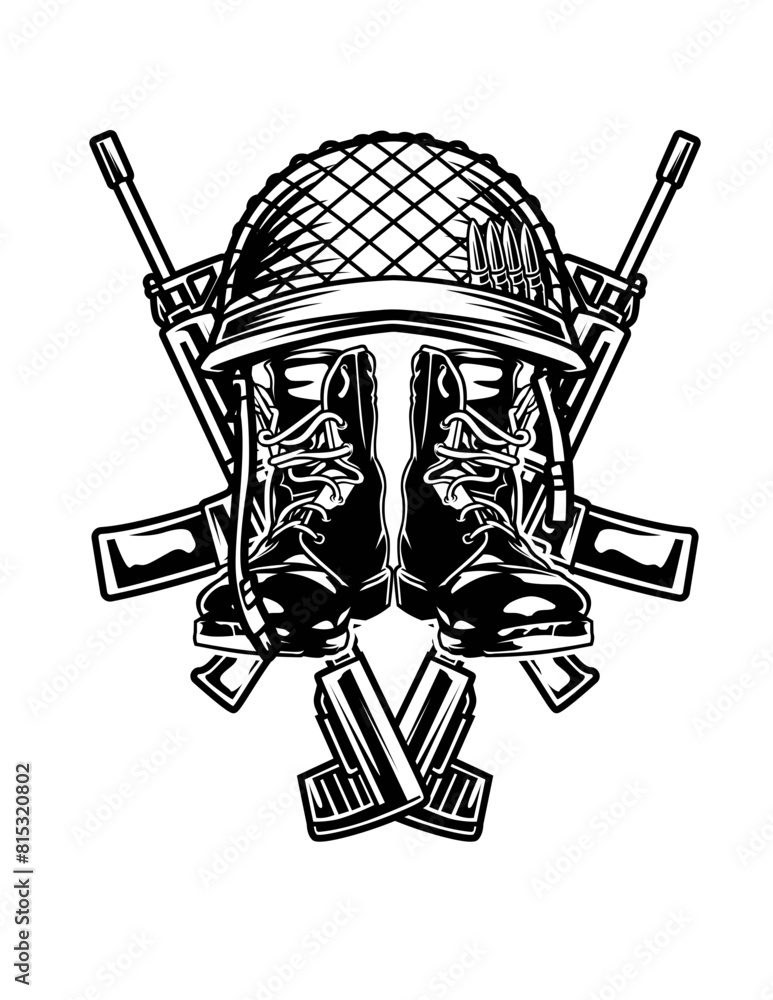 Combat Gear Illustration, US Military Shirt, Veteran Stencil, Navy ...